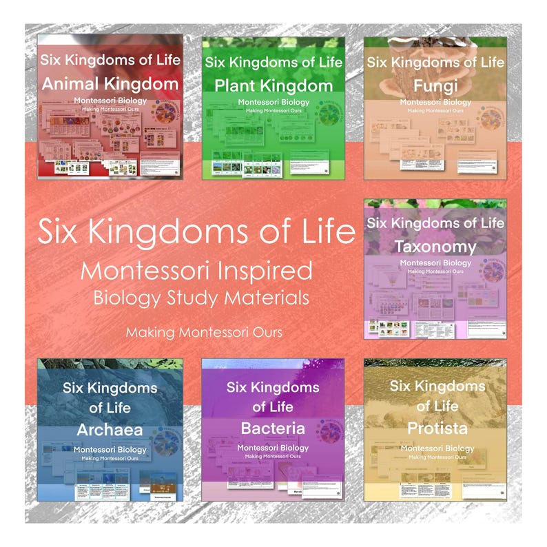 Montessori Six Kingdoms of Life Charts, Materials & Labels Printable ...