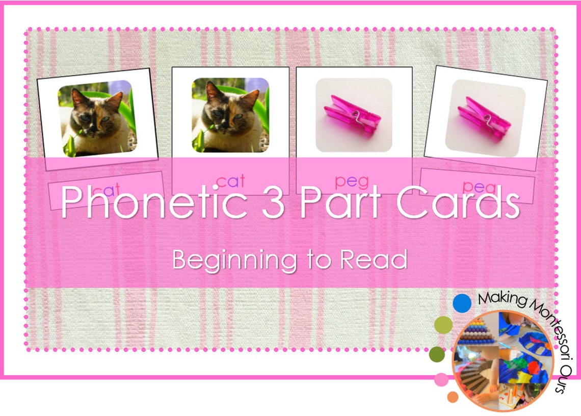 Montessori CVC Phonetic 3 Part Cards /learning Letter Sounds /early ...