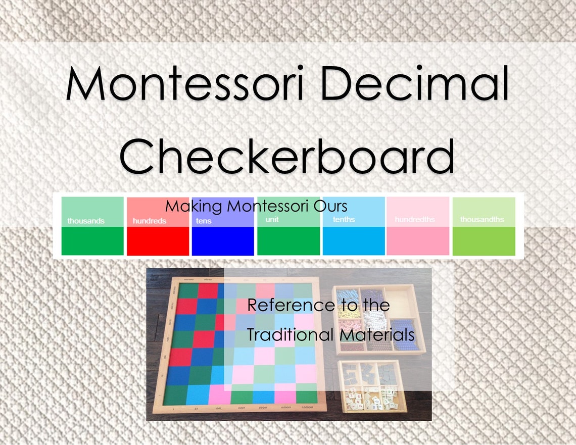 Montessori Decimal Checker Board & Support Materials, Montessori Math ...