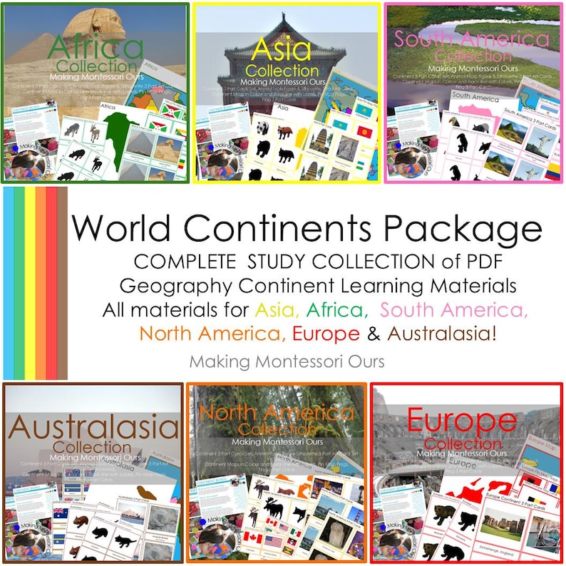 Montessori Geography World Continents Study Package FULL *PDF - Etsy