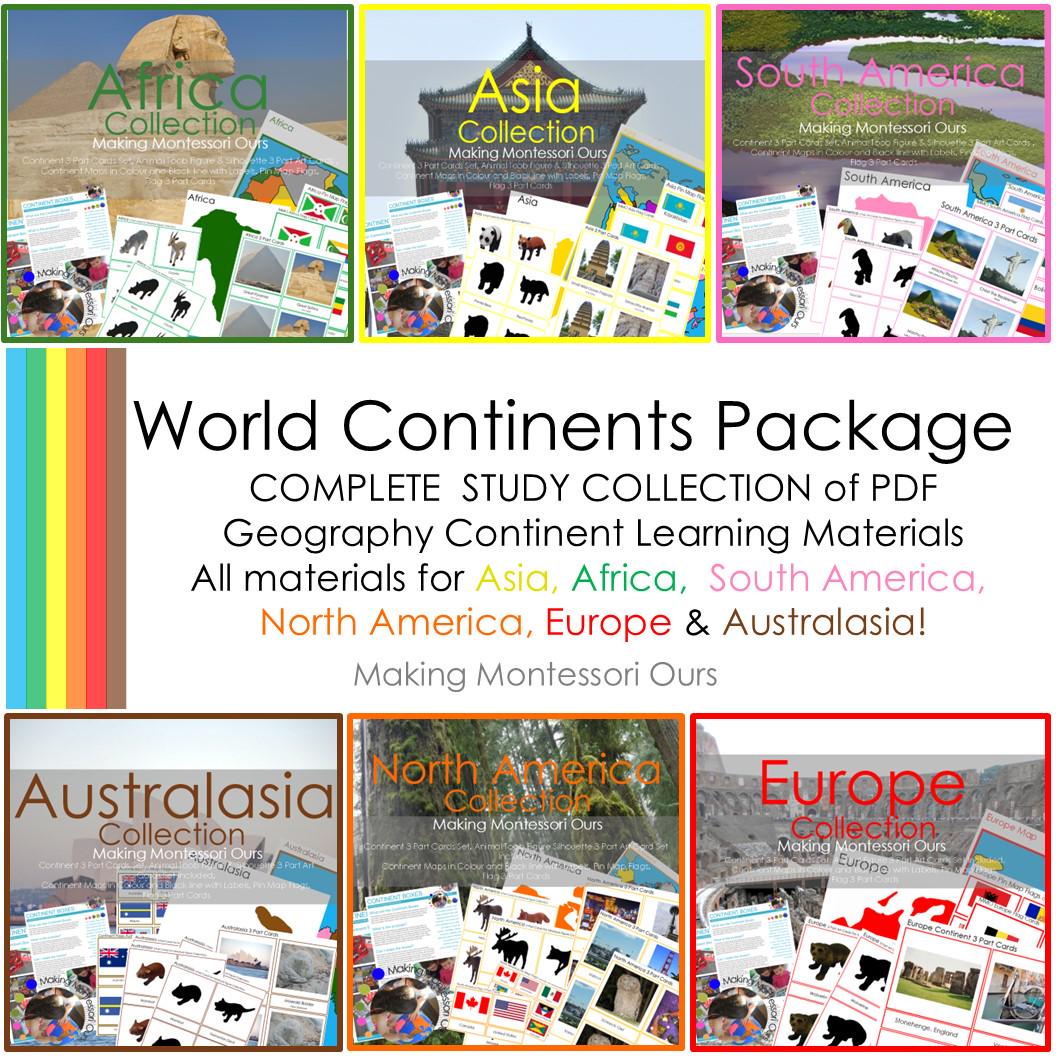Montessori Geography World Continents Study Package FULL *PDF - Etsy