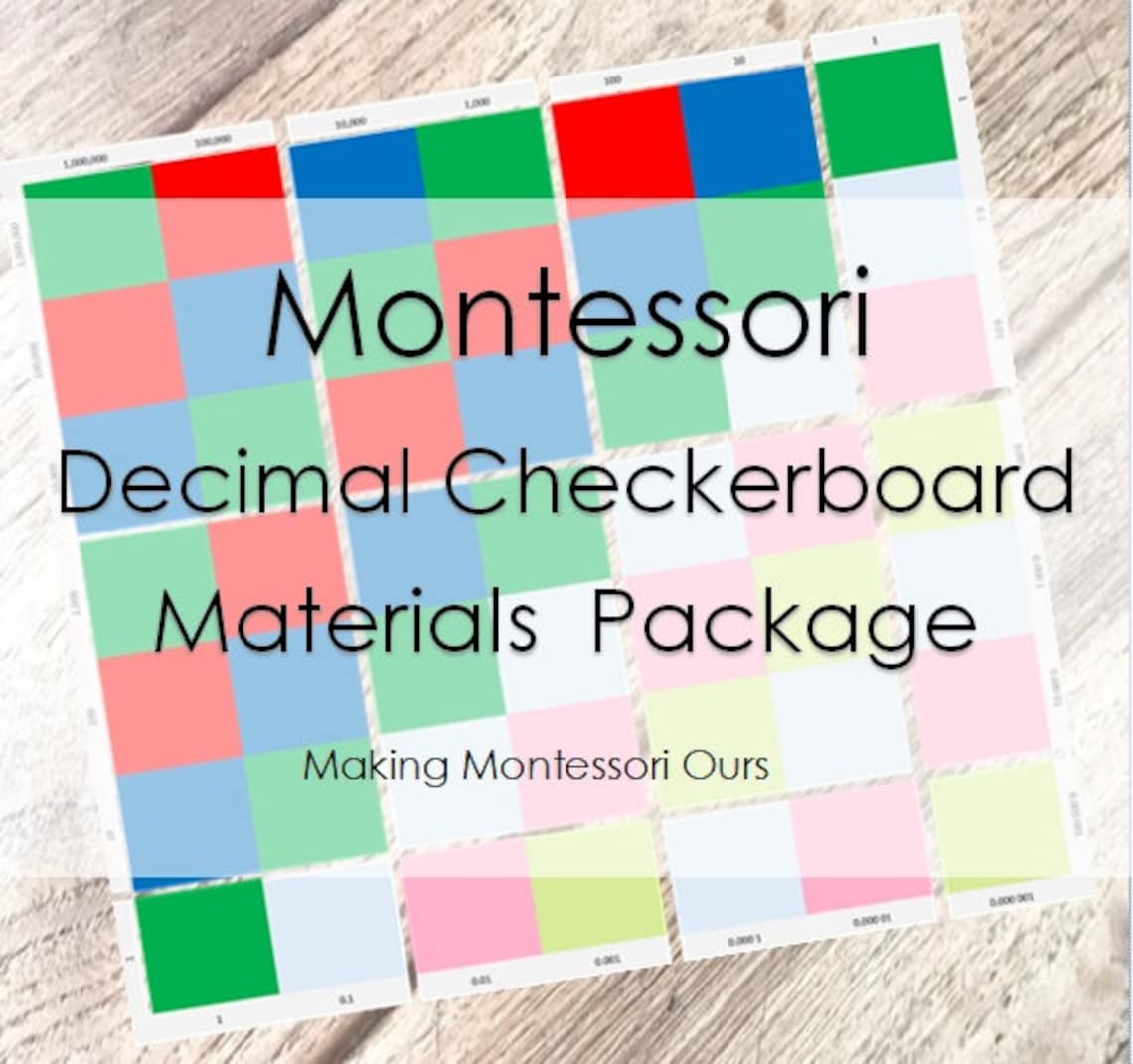 Montessori Decimal Checker Board & Support Materials, Montessori Math ...