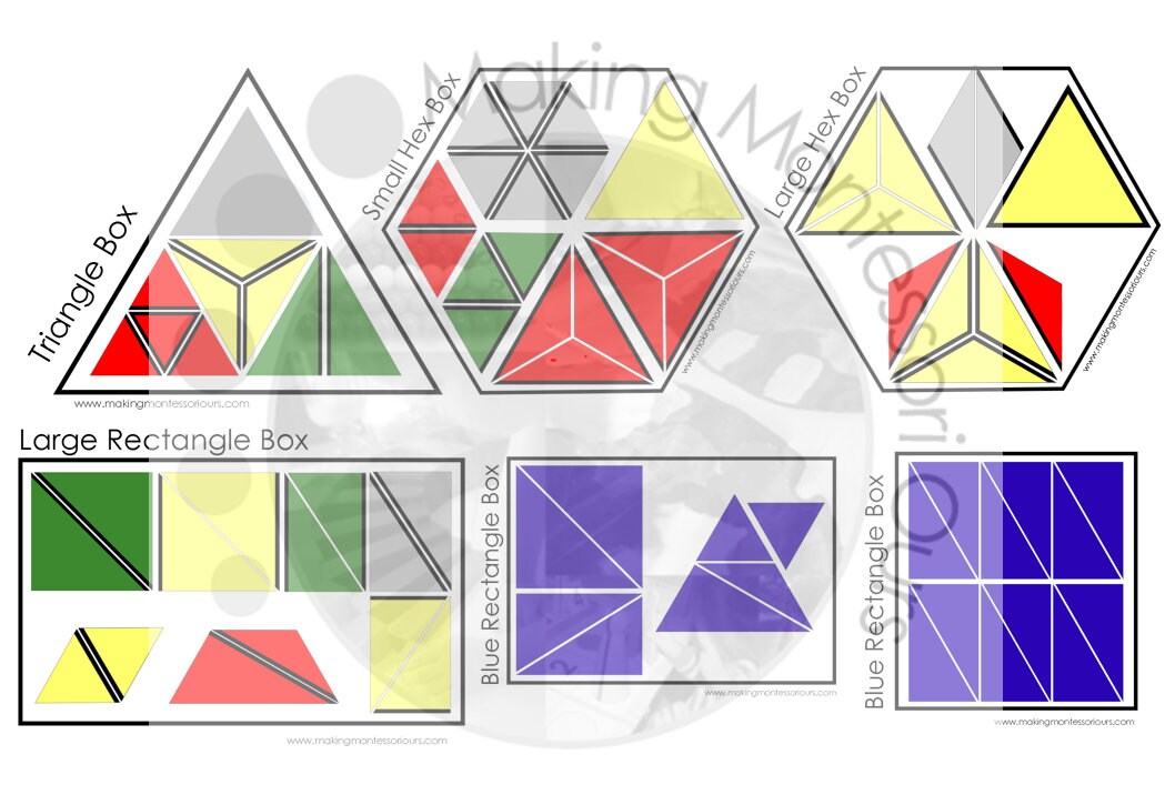 Montessori Geometry Constructive Triangles Collection PDF, 6 Box Files ...