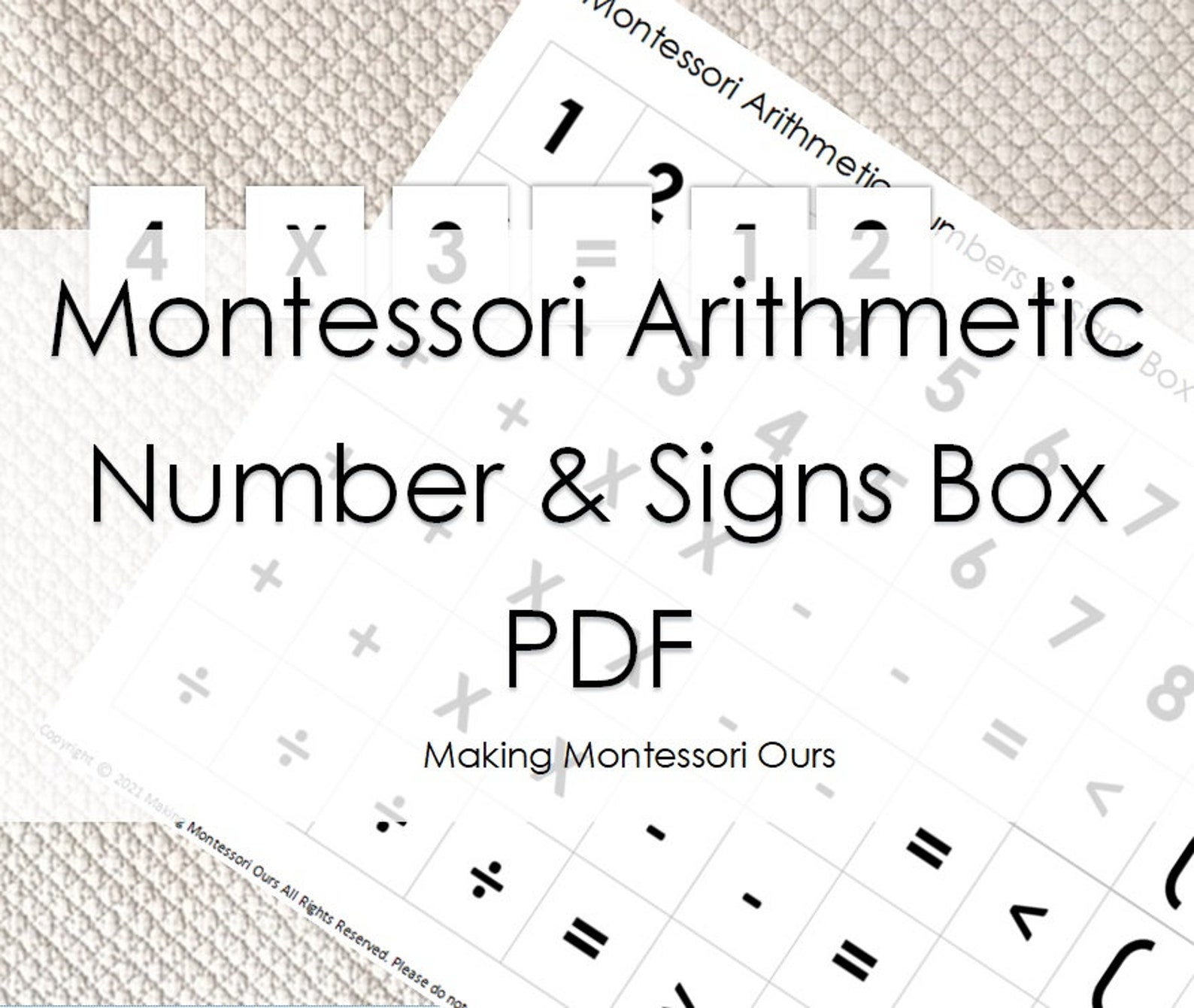 Montessori Arithmetic Signs and Numbers Box PDF/ Montessori Math - Etsy ...