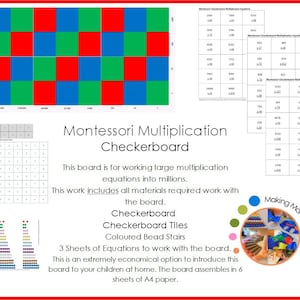 Montessori Multiplication Checkerboard, Tiles, Beads, and Equations PDF ...