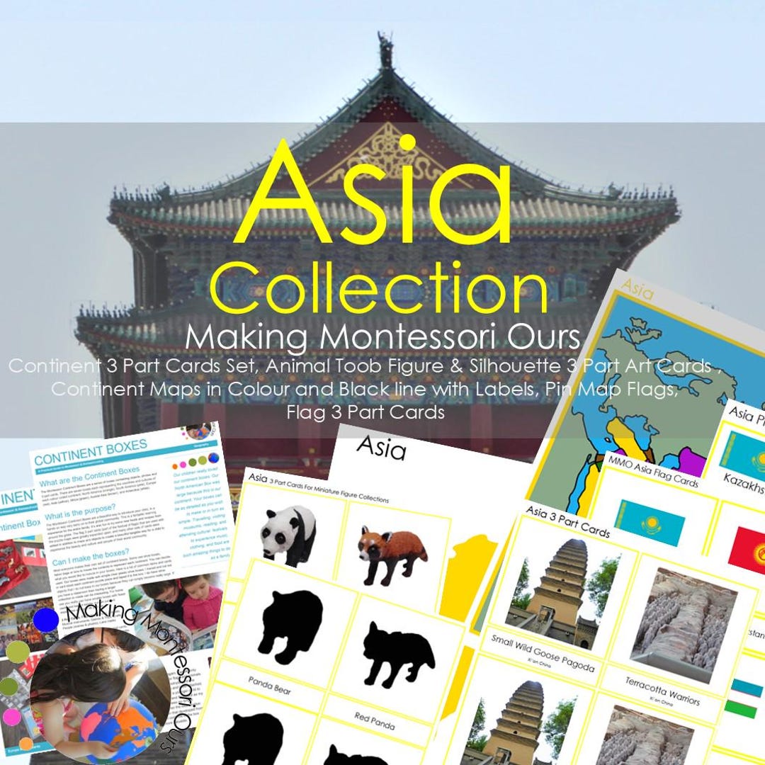 Montessori ASIA Geography Continent Learning Package *PDF - Etsy
