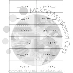 Montessori, Division Fact Memorization Materials PDF - Etsy