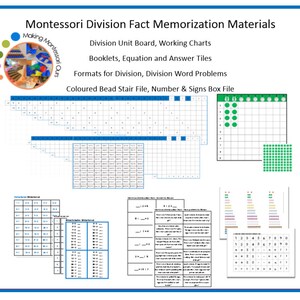 Montessori, Division Fact Memorization Materials PDF - Etsy