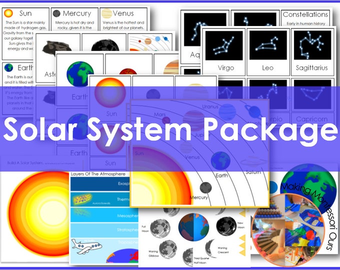 Solar System Poster & Montessori 3 Part Cards Printable PDF - Etsy Canada