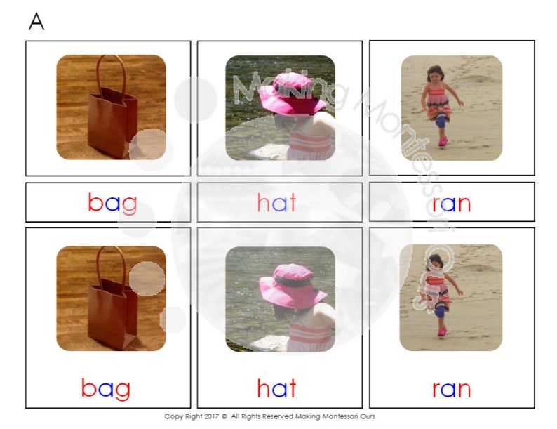 Montessori CVC Phonetic 3 Part Cards /learning Letter Sounds /early ...