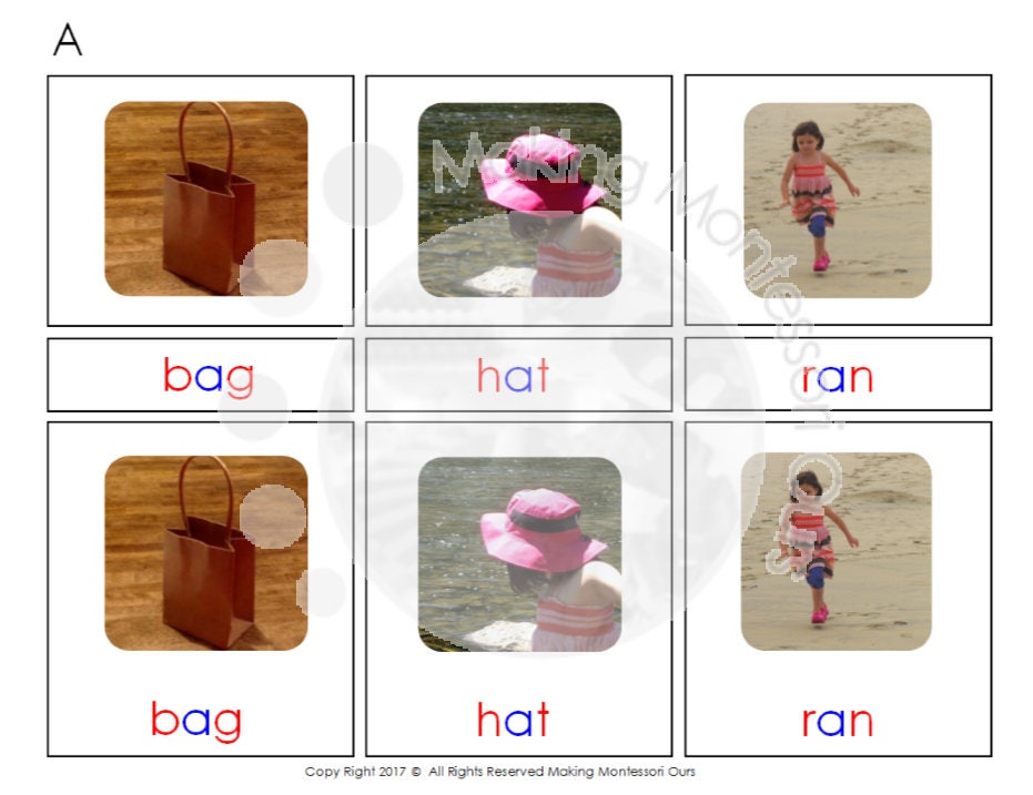 Montessori CVC Phonetic 3 Part Cards /learning Letter Sounds /early ...