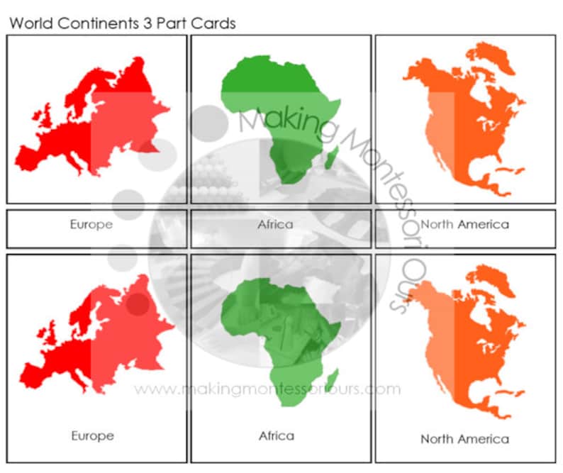 Montessori World Continents, Oceans & Seas PDF Learning Collection - Etsy
