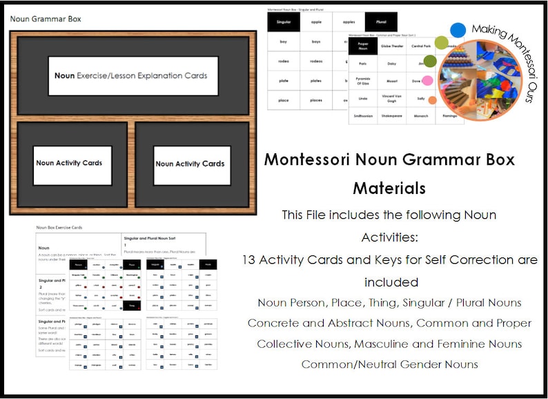 Montessori Grammar Box, Noun Materials PDF - Etsy