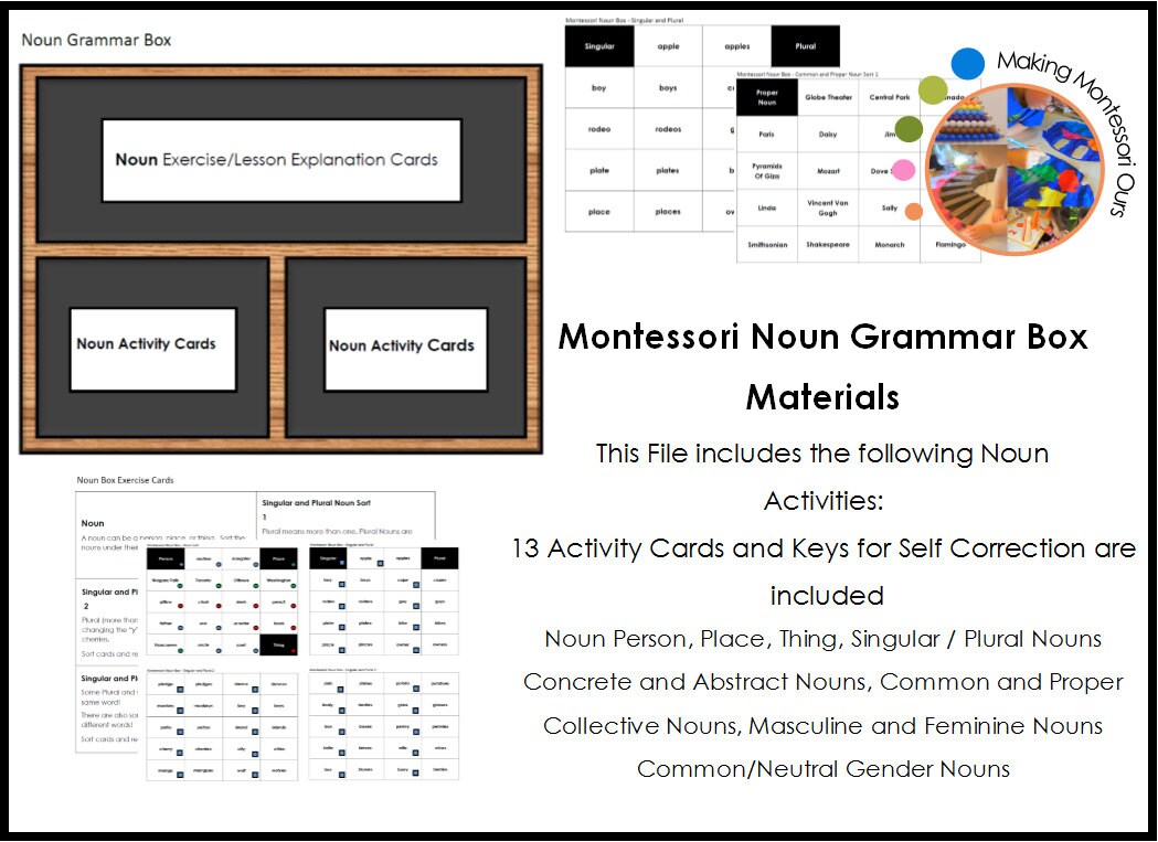 Montessori Grammar Box, Noun Materials PDF - Etsy