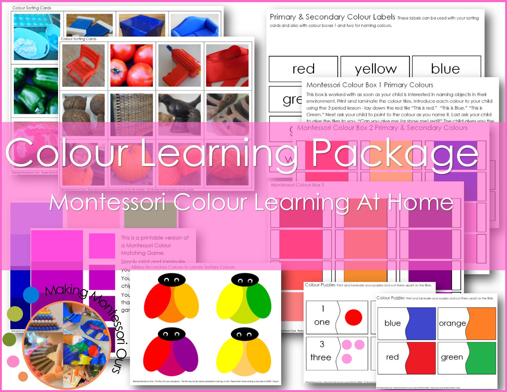 Montessori Early Learning Package /early Numeracy /colour Learning/ Pre ...