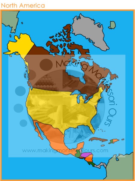 Montessori NORTH AMERICA Geography Continent Collection *PDF - Etsy