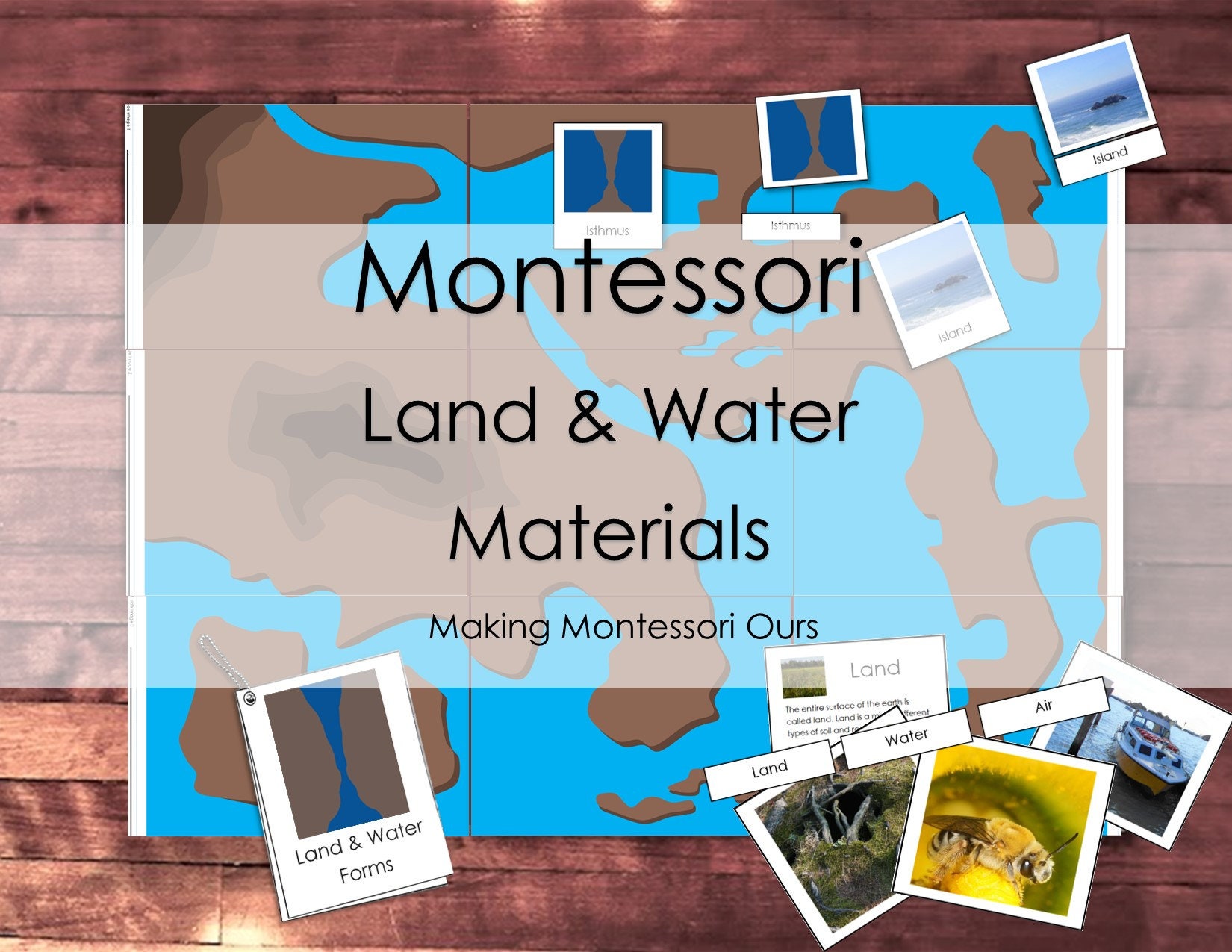 Montessori Land & Water Form and Air! 3 Part Cards With Definitions ...