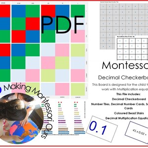 Montessori Decimal Checker Board & Support Materials, Montessori Math ...