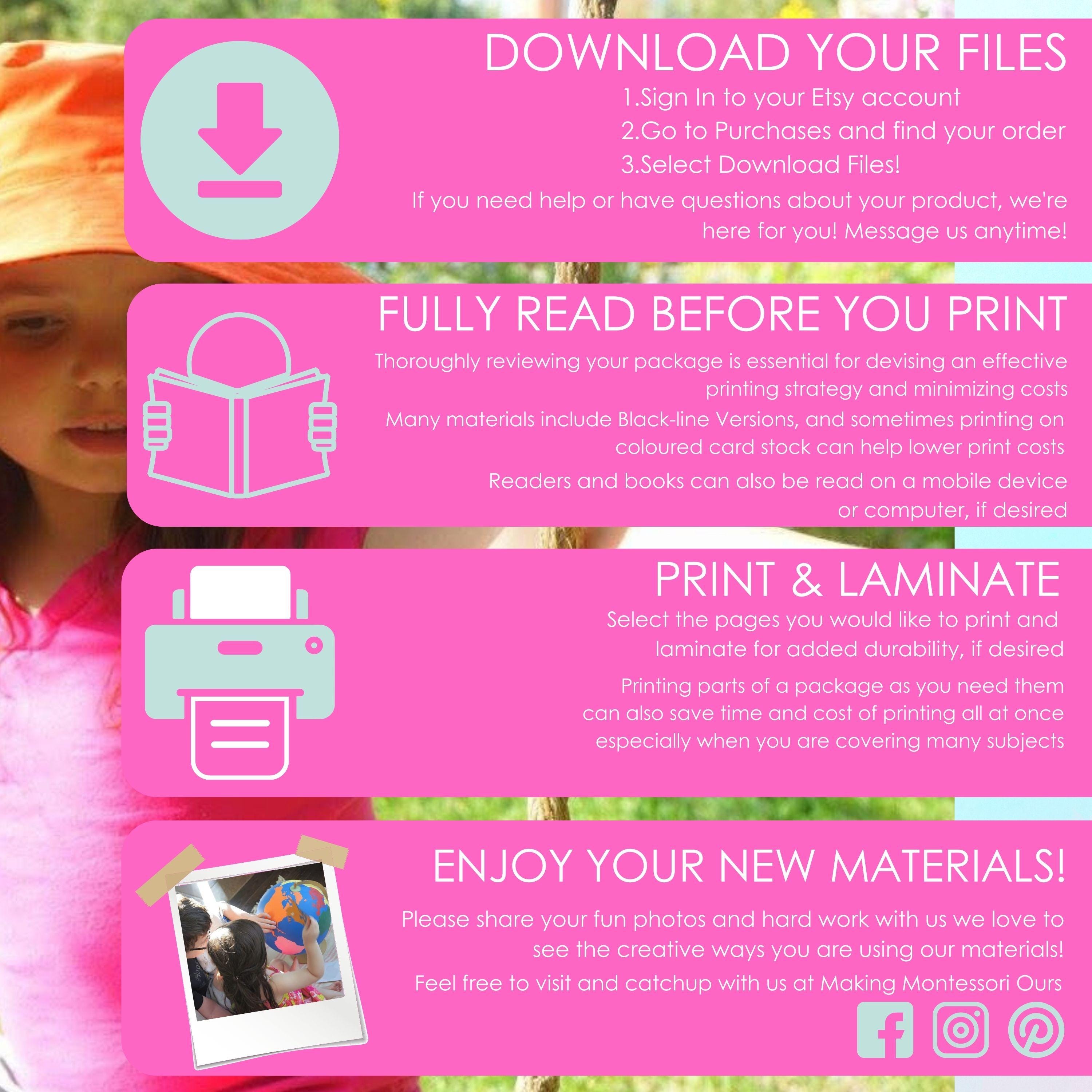 Montessori Grammar Symbol 3 Part Cards & Definitions PDF - Etsy