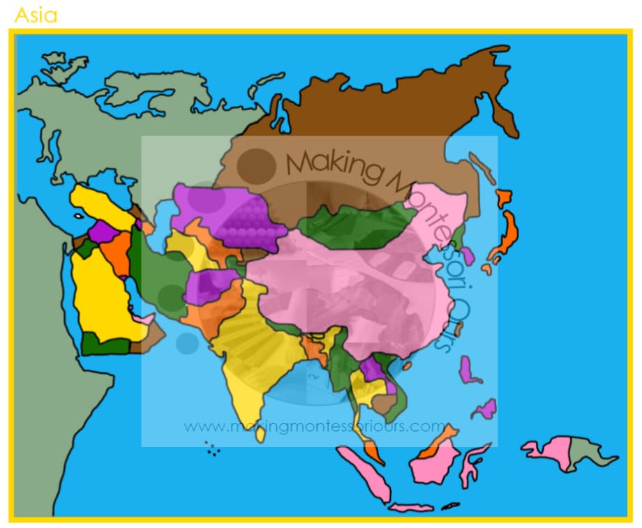 Montessori ASIA Geography Continent Learning Package *PDF - Etsy