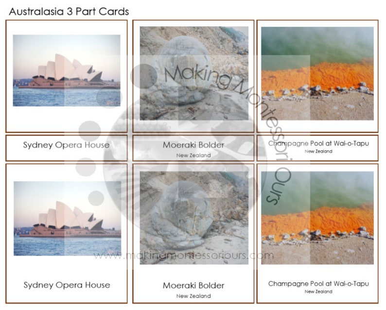 Montessori Australasia Geography Continent Learning Collection *PDF - Etsy
