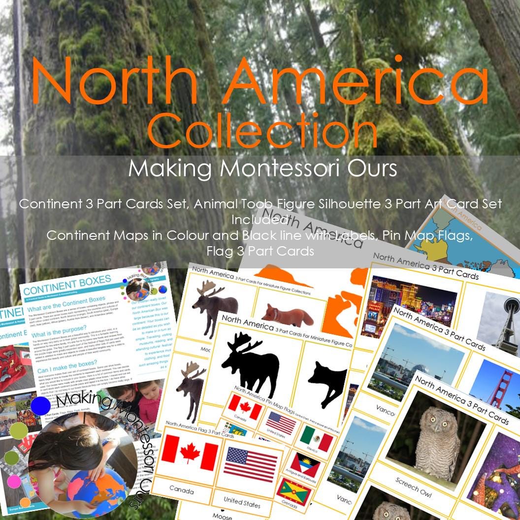 Montessori NORTH AMERICA Geography Continent Collection *PDF - Etsy