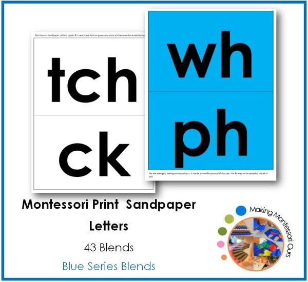 Montessori Blue Series Letter Blend Sandpaper Letter Tracing Cards PDF ...