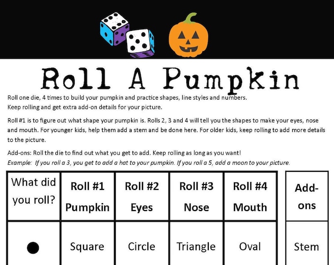 Roll a Pumpkin Drawing Dice Game - Etsy