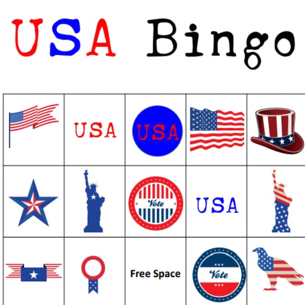 USA Bingo Game - Etsy