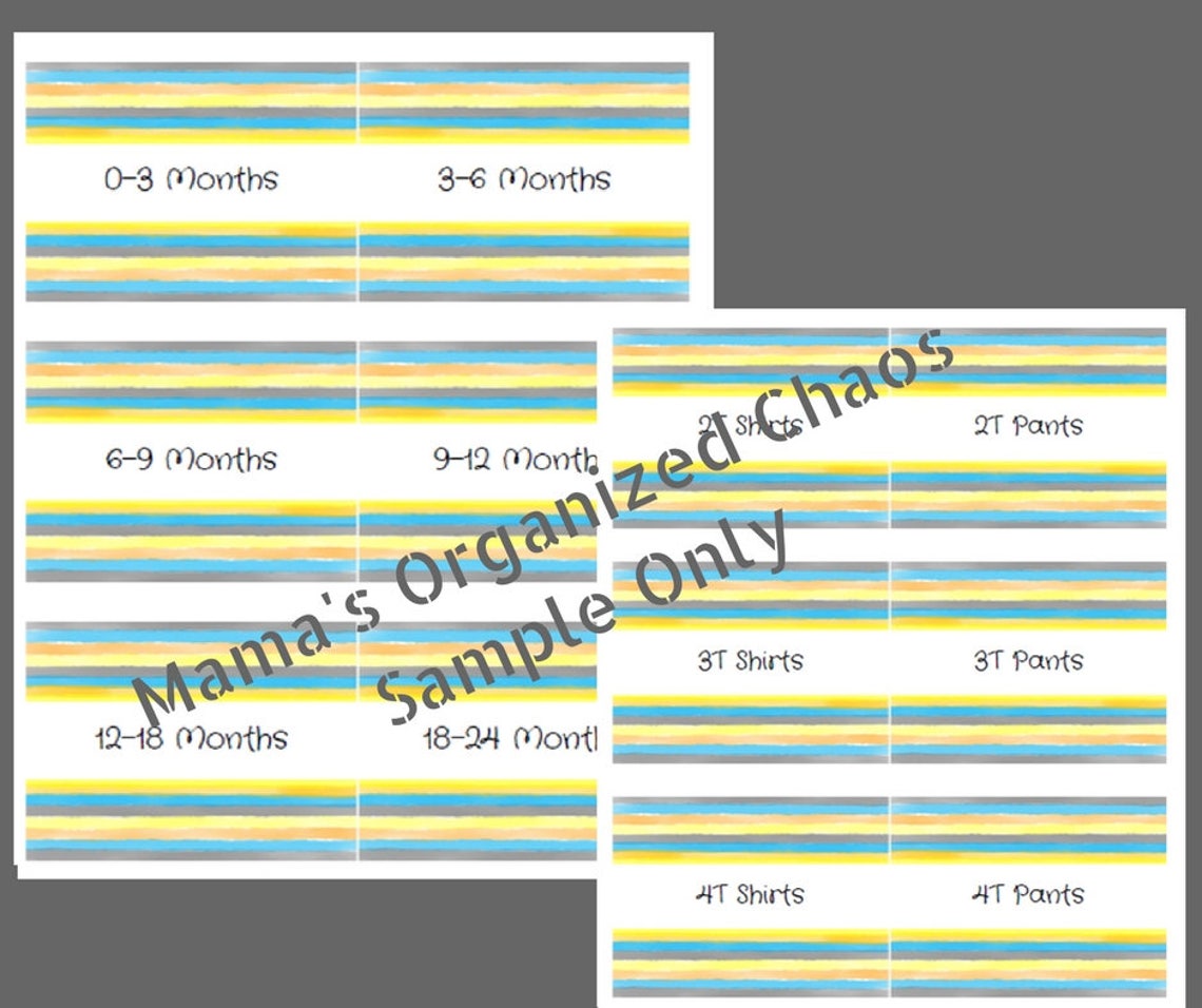 Clothing Bin Labels Baby & Toddler Printable (light Blue) - Etsy