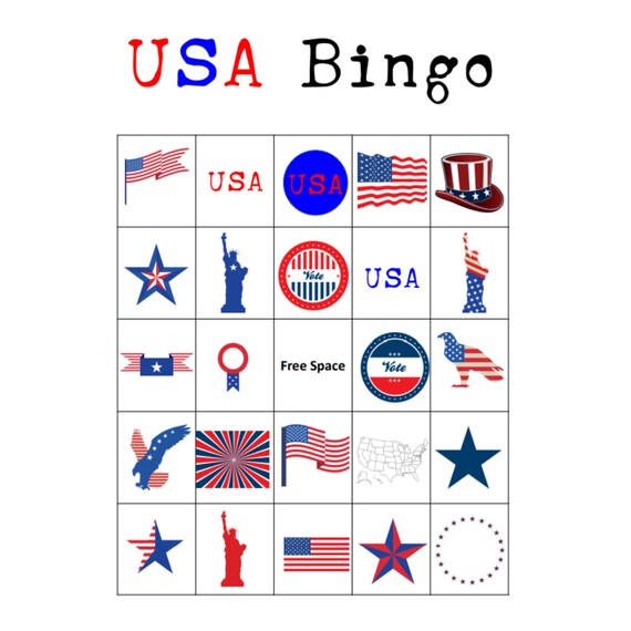 USA Bingo Game - Etsy