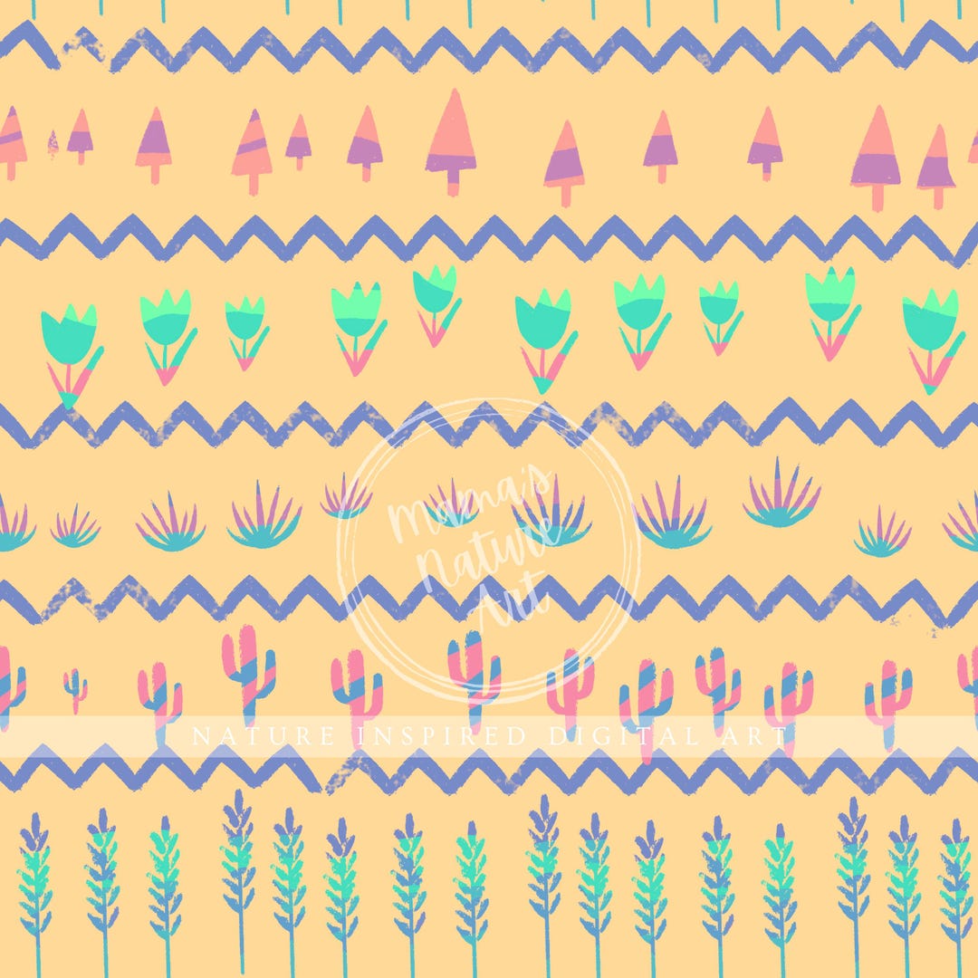 Southwest Desert Tribal Cactus Aztec Terracotta Seamless Pattern ...