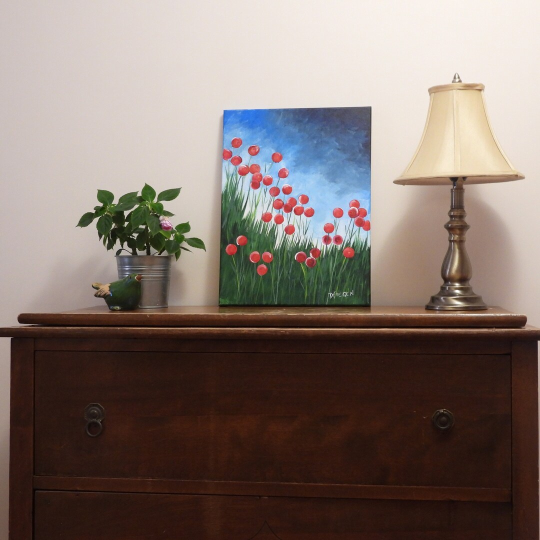 Fireball Flowers, Original Painting on Stretched Canvas, One of a Kind ...
