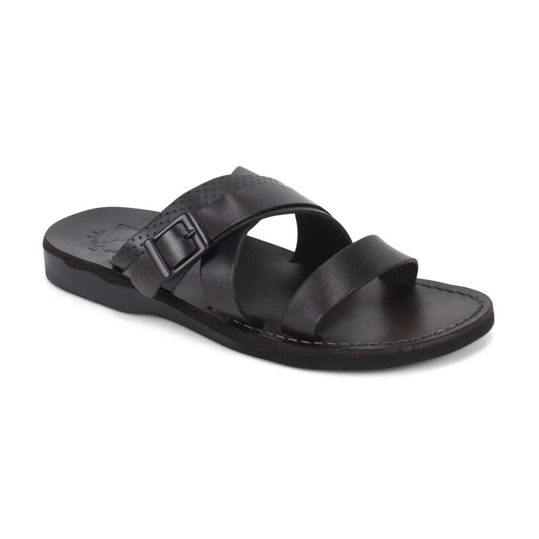 Jerusalem Sandals Jason Men's Leather Wide Strap Sandal Brown - Etsy