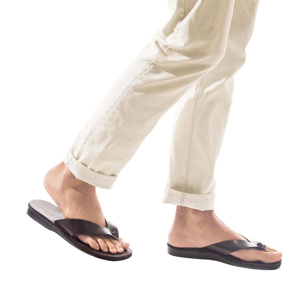 Jerusalem Sandals Solomon Men's Leather Flip Flop - Etsy
