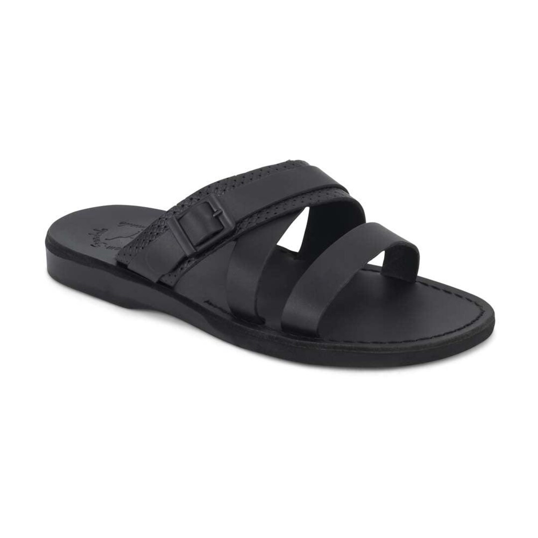 Jerusalem Sandals - Jason - Men's Leather Wide Strap Sandal | Black - Etsy