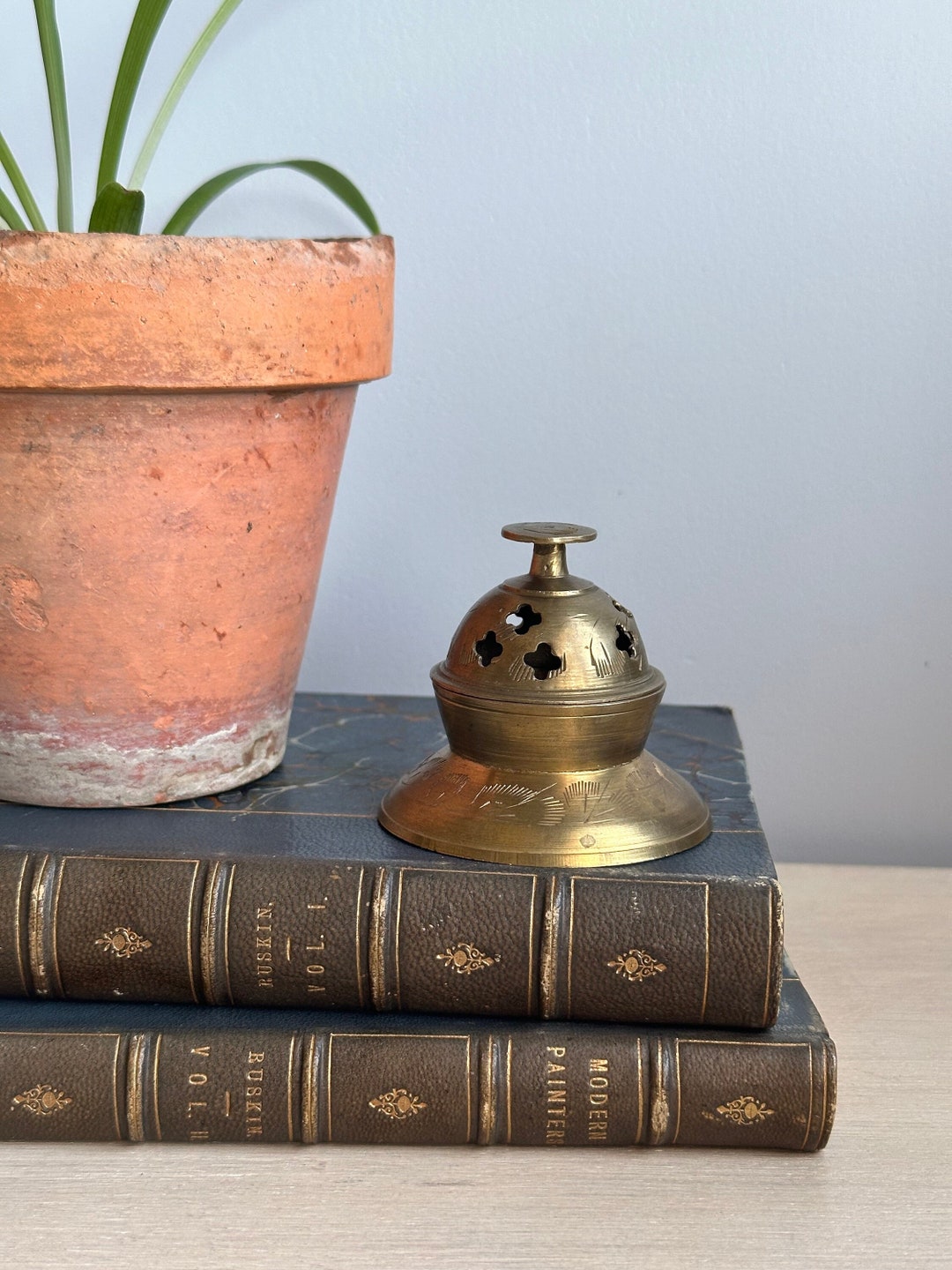 Vintage Brass Incense Burner With Bell, Brass Cone/stick Incense Burner ...