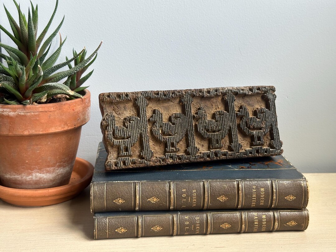 Vintage Printing Block With Chicken Bird Fowl Duck, Rustic Primitive ...
