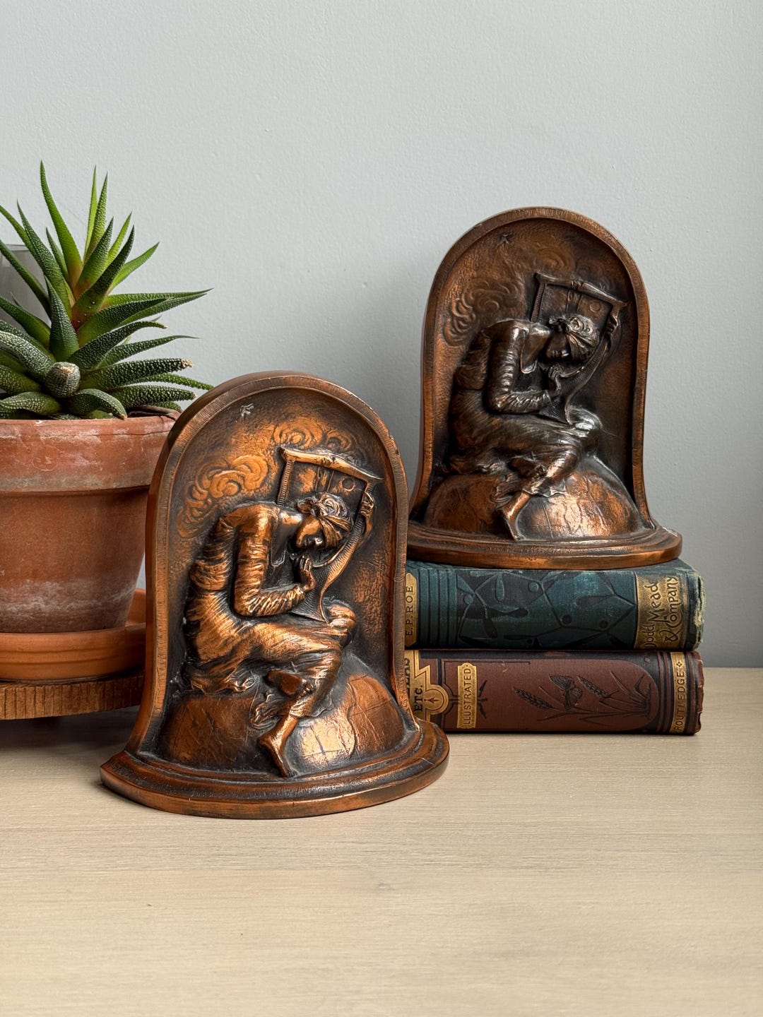 Vintage Art Deco Bookends, 1930s K&O Cast Metal Woman With Lyre - Etsy