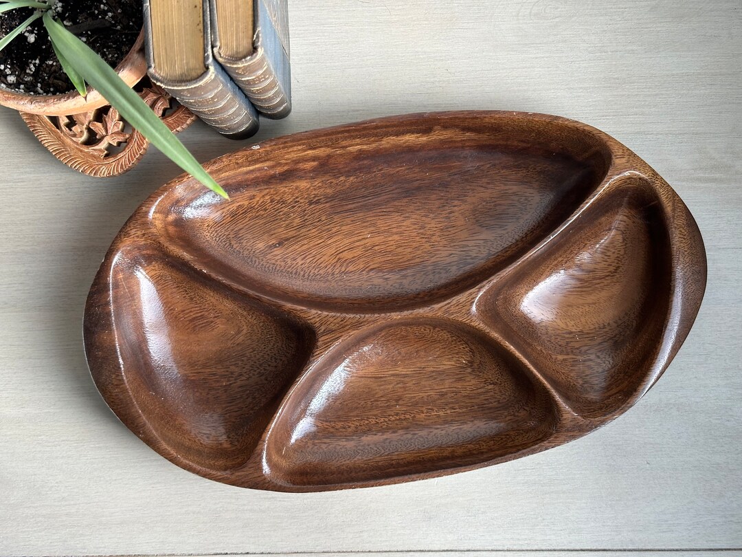 Monkey Pod Bowl/tray, Sectioned Monkey Pod Wood Tray, Four Section Wood ...