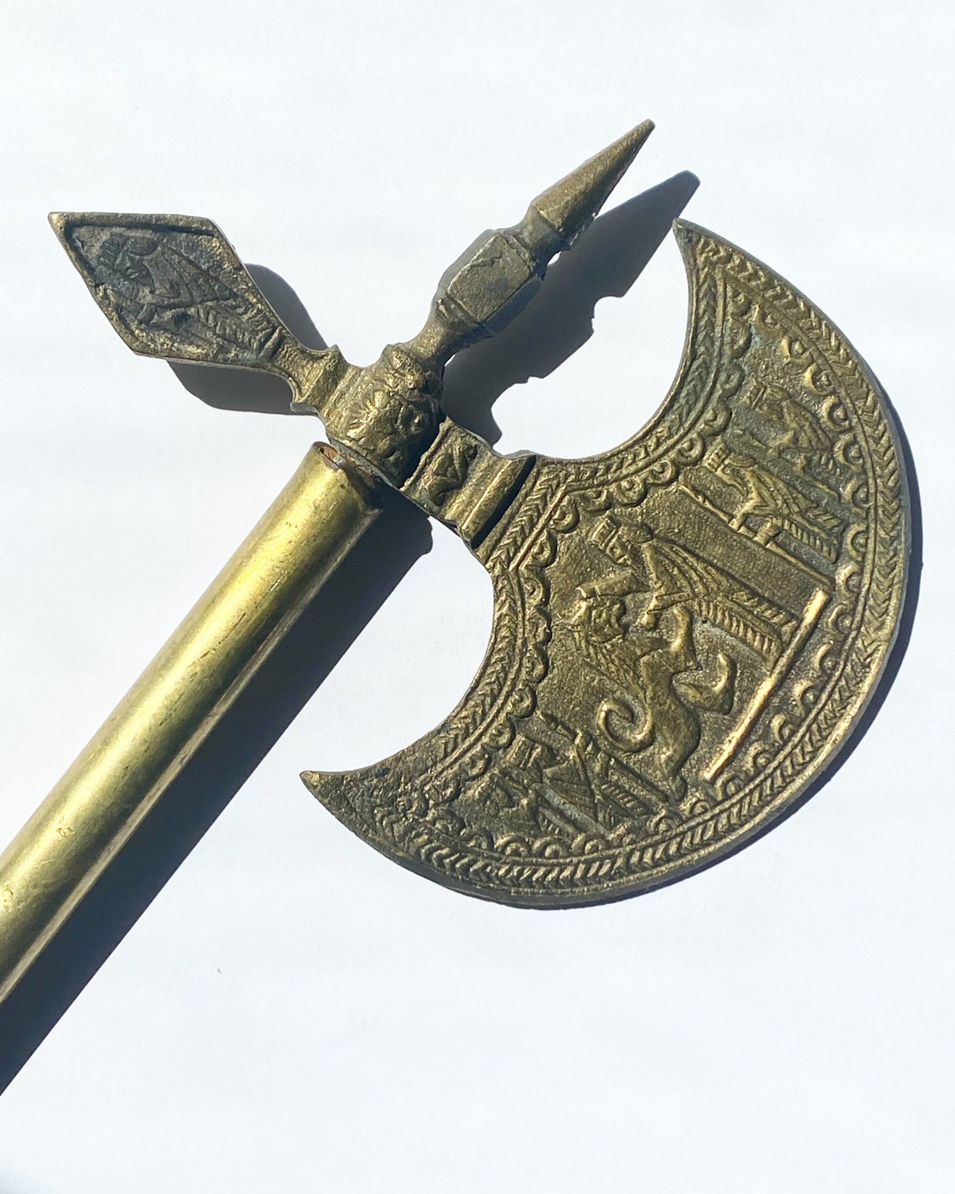 Vintage Brass Axe, Ornamental Brass Axe, Brass Wall Decor Axe, Etched ...