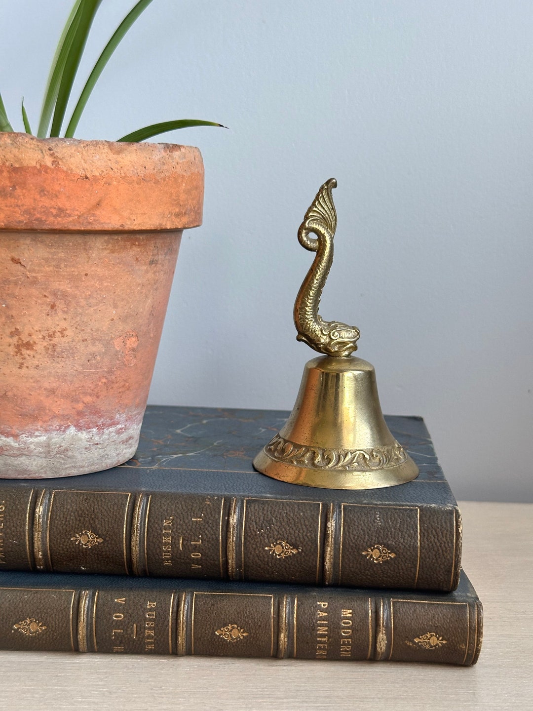 Vintage Brass Bell Fish Figurine, Brass Fish Handled Bell, Engraved ...