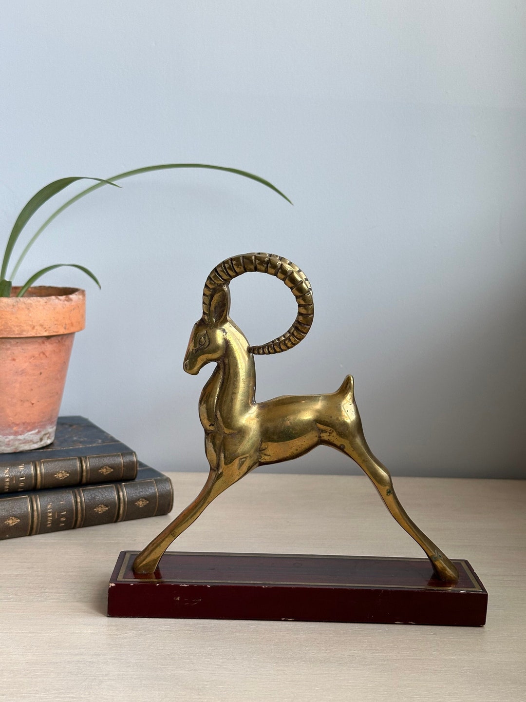 Mid Century Brass Gazelle Statue, Vintage Brass Antelope Gazelle Ibis ...