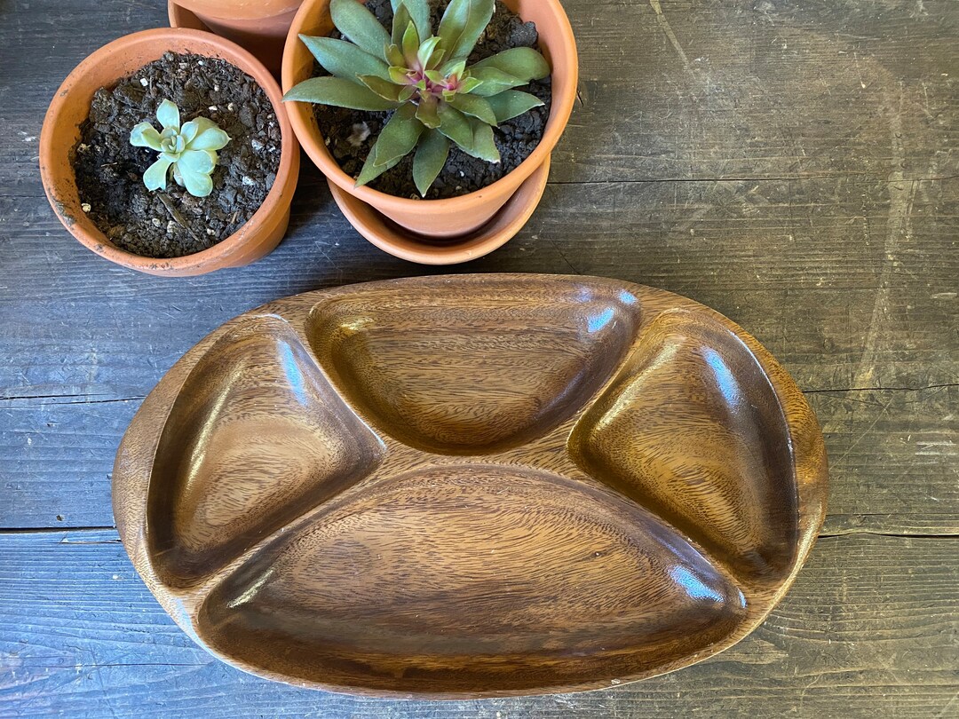 Monkey Pod Bowl/tray Sectioned Monkey Pod Wood Tray Four - Etsy