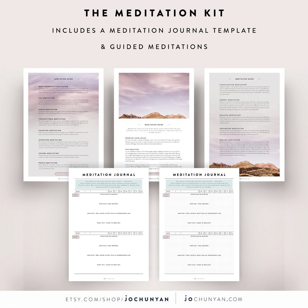 Meditation Kit / Guided Meditation, Meditation Diary, Meditation ...