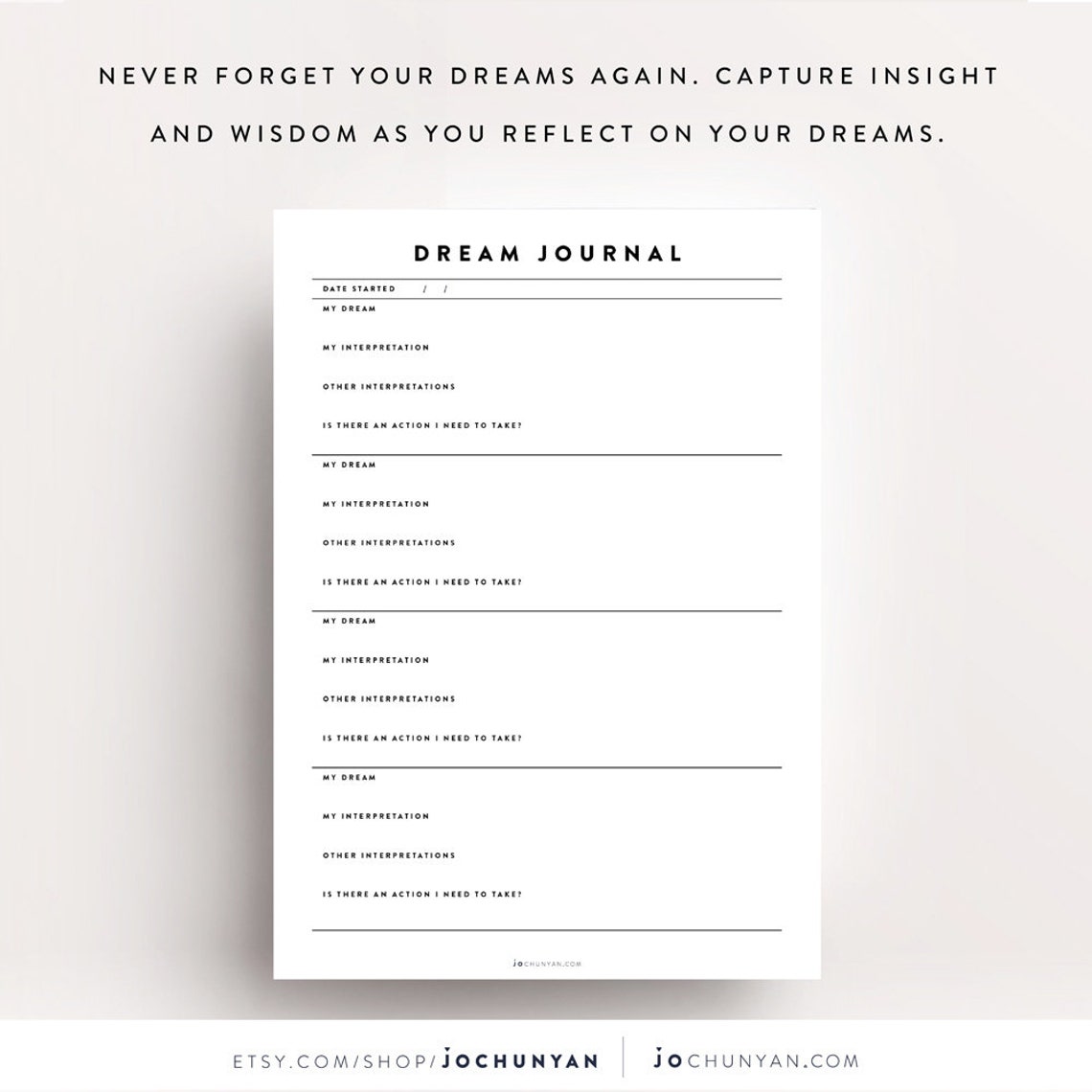 Dream Journal Sheet / Journal Template, Journal Sheet, Intuition ...