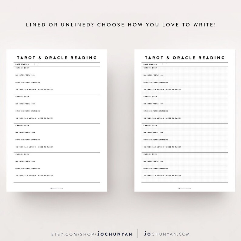 Tarot & Oracle Journal Sheet / Tarot Journal, Tarot Diary, Oracle ...