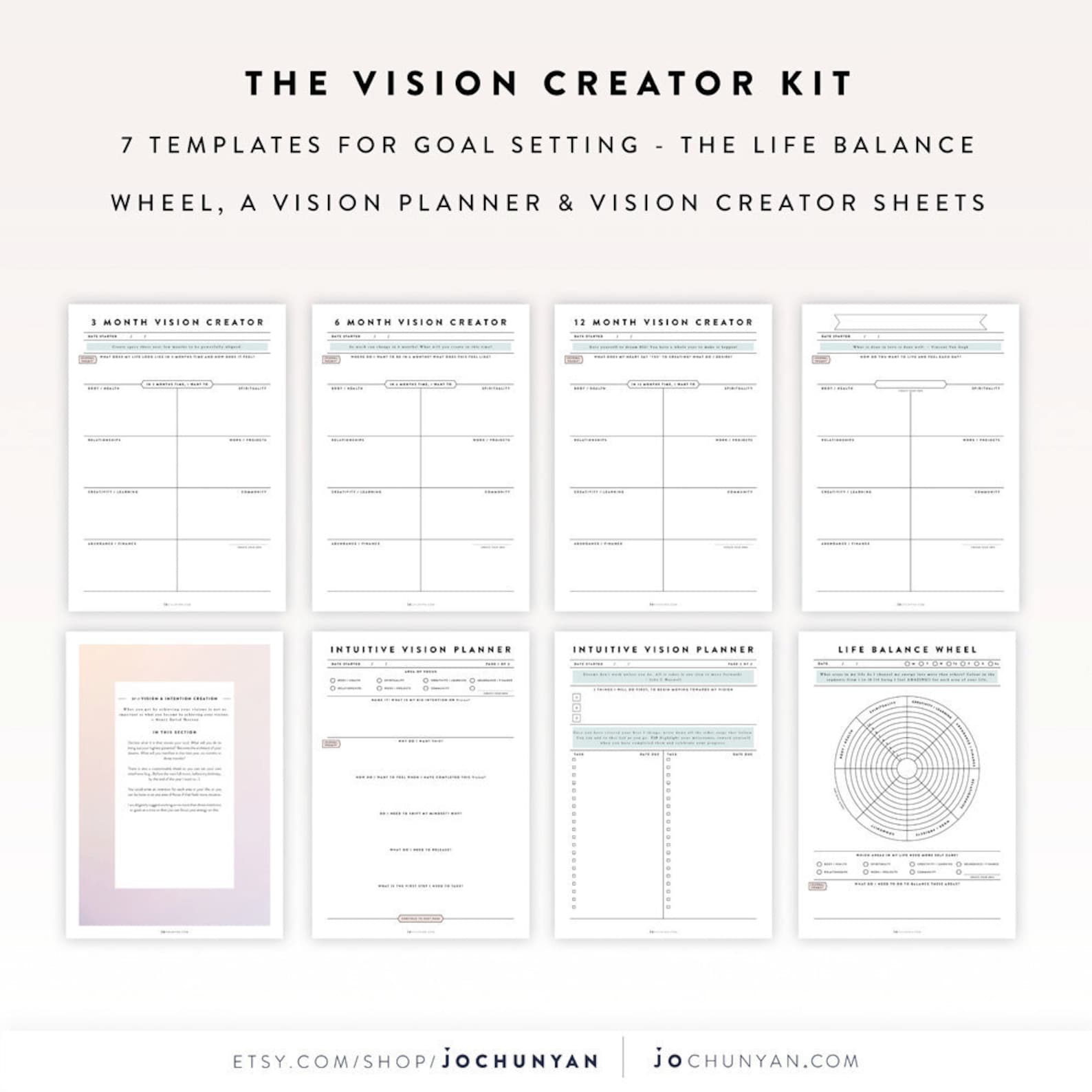 Vision Creator Kit / Goal Planner Journal Template Planner | Etsy