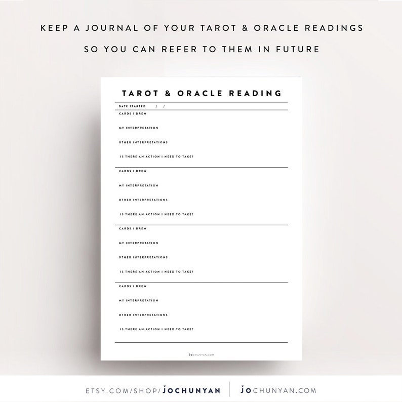 Tarot & Oracle Journal Sheet / Tarot Journal, Tarot Diary, Oracle ...