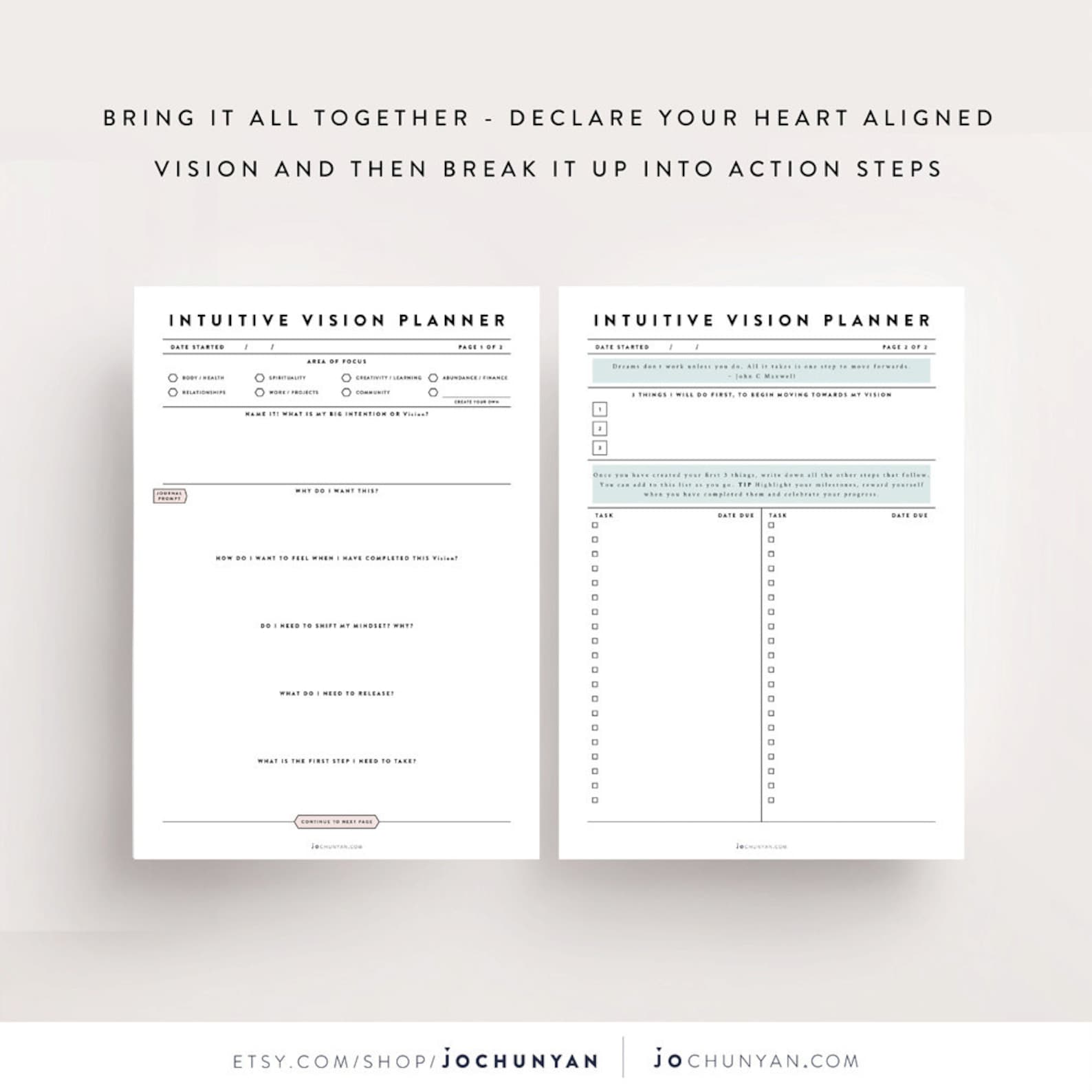 Vision Creator Kit / Goal Planner Journal Template Planner | Etsy